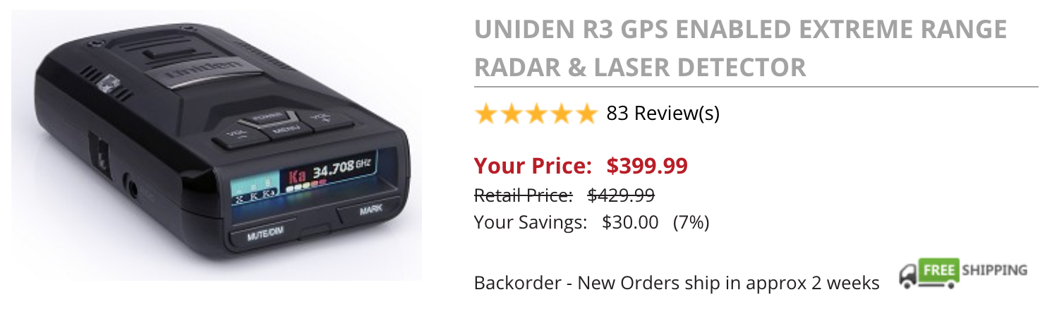 Where to Buy the Uniden R3 Radar Detector - Vortex Radar